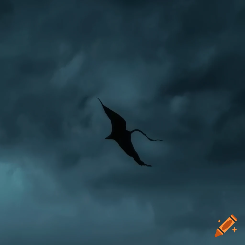 Solitary kite tangled in dark tumultuous clouds symbolizing struggle on ...