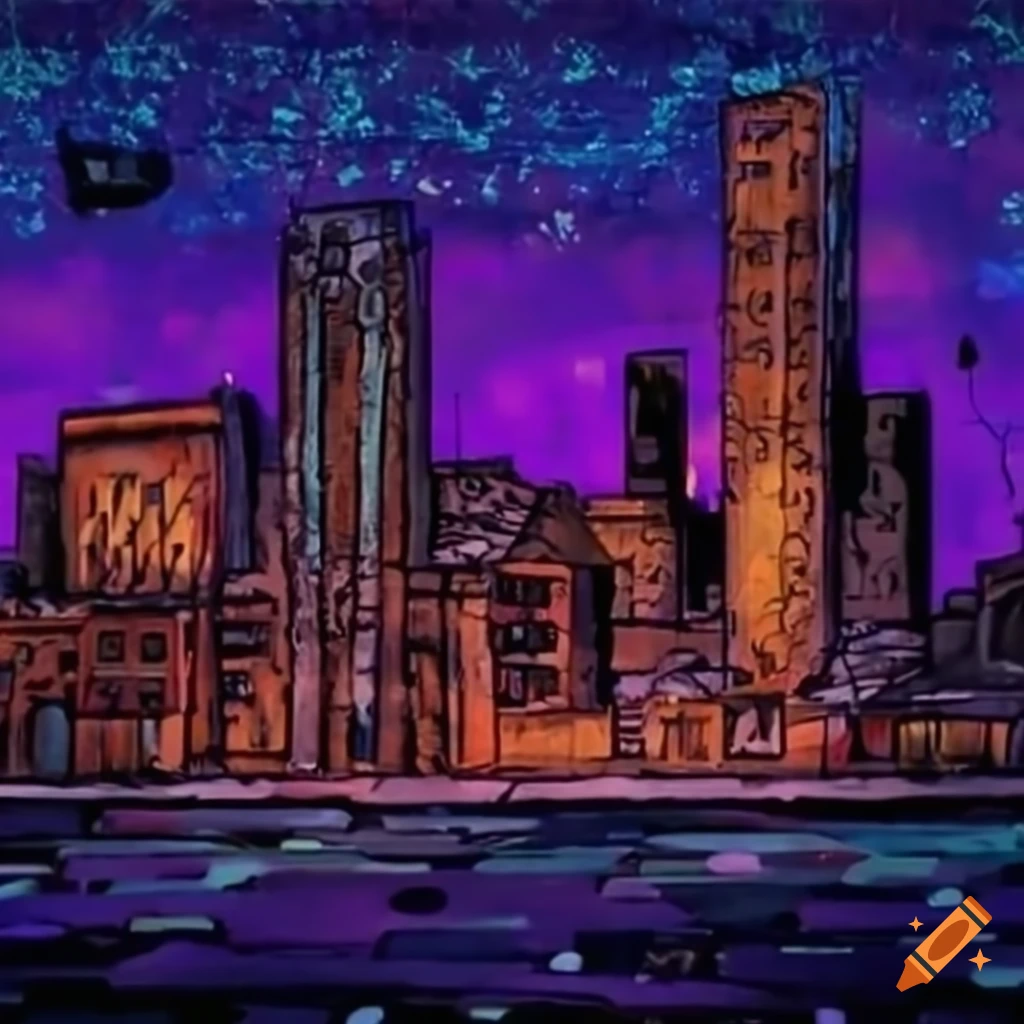 Abandoned ghostly ruins of detroit cityscape at twilight on Craiyon