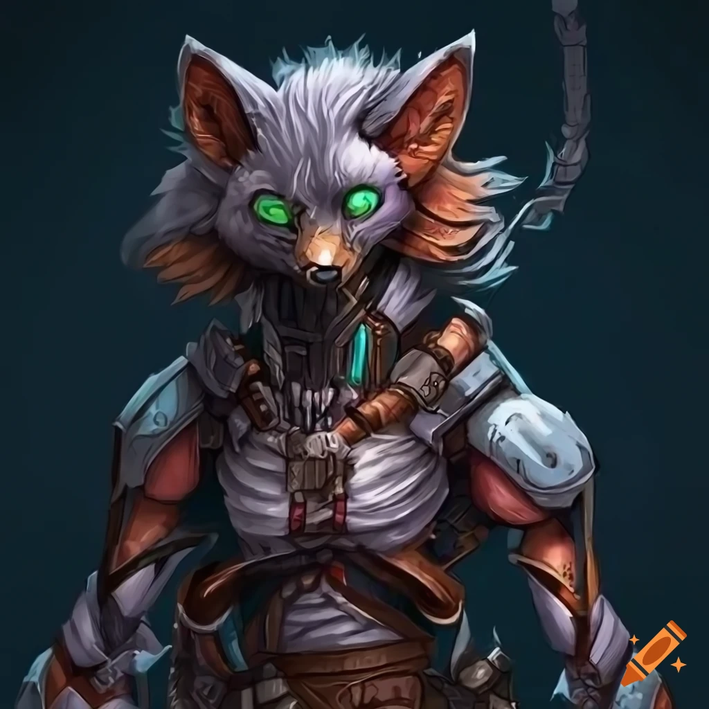 Fox cyborg character for Dungeons and Dragons (DnD) on Craiyon