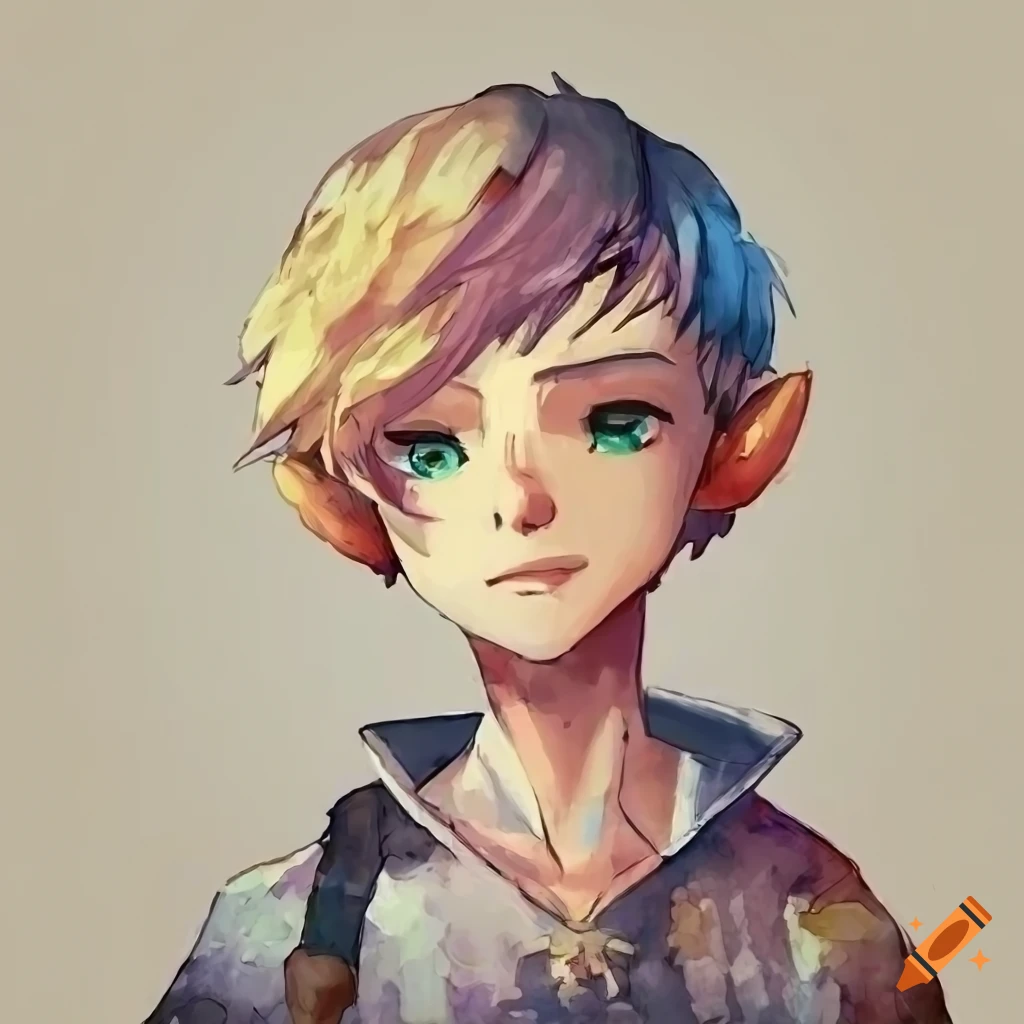 Male villager character in rpg anime style with short hair on Craiyon