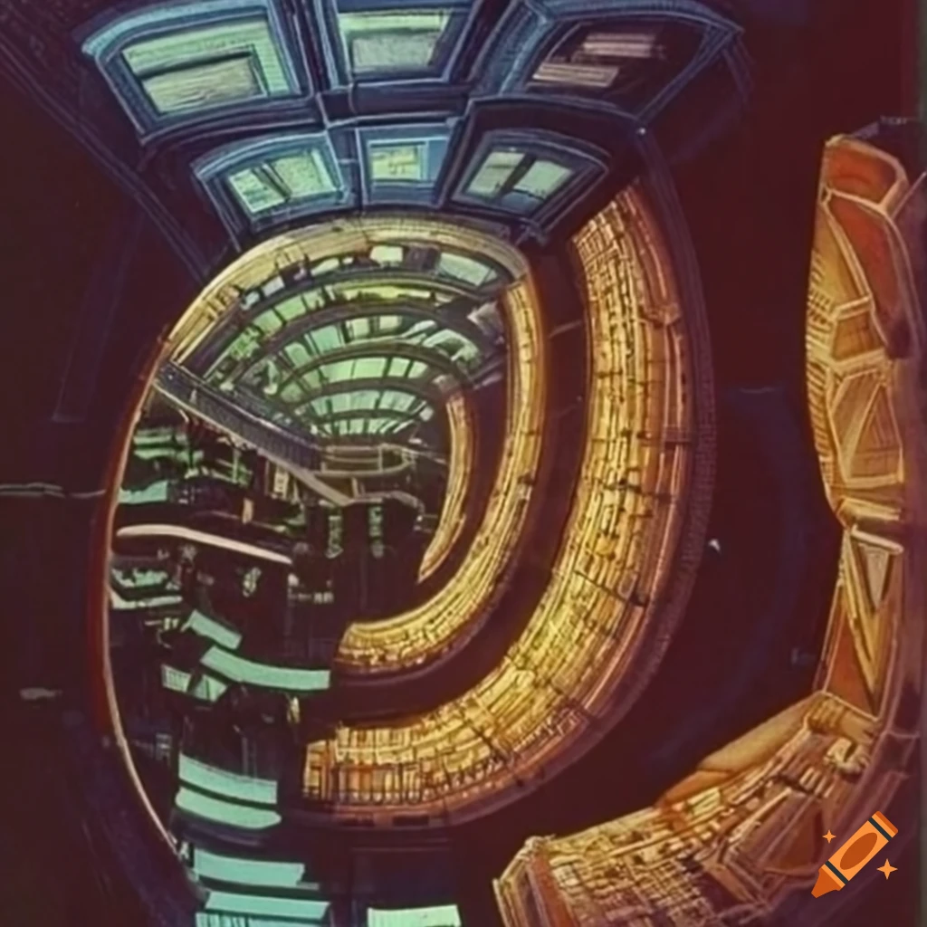 70s sci-fi art of an eco city on a generationship megastructure on Craiyon