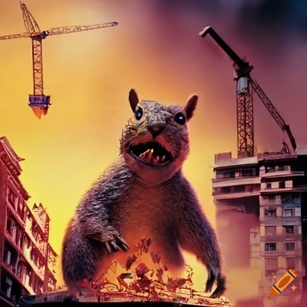 Huge mutant squirrel causing destruction at a construction site on ...