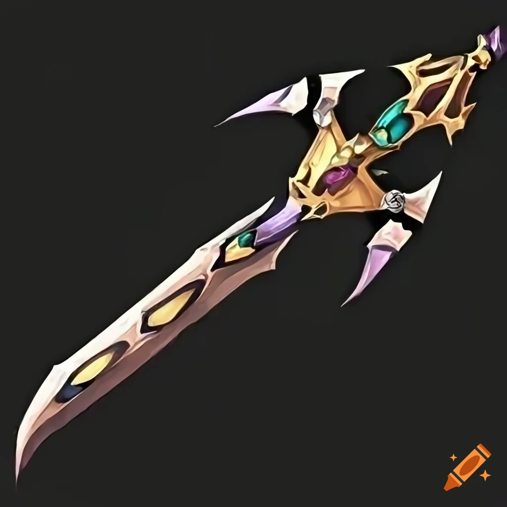 Enchanting weapon anime lance with canon triforce design on Craiyon