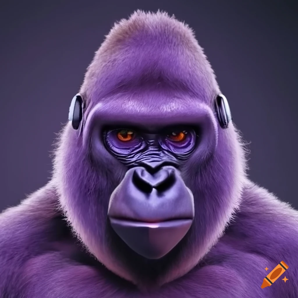 Purple gorilla wearing headphones, a bow tie, and triangle shades on ...