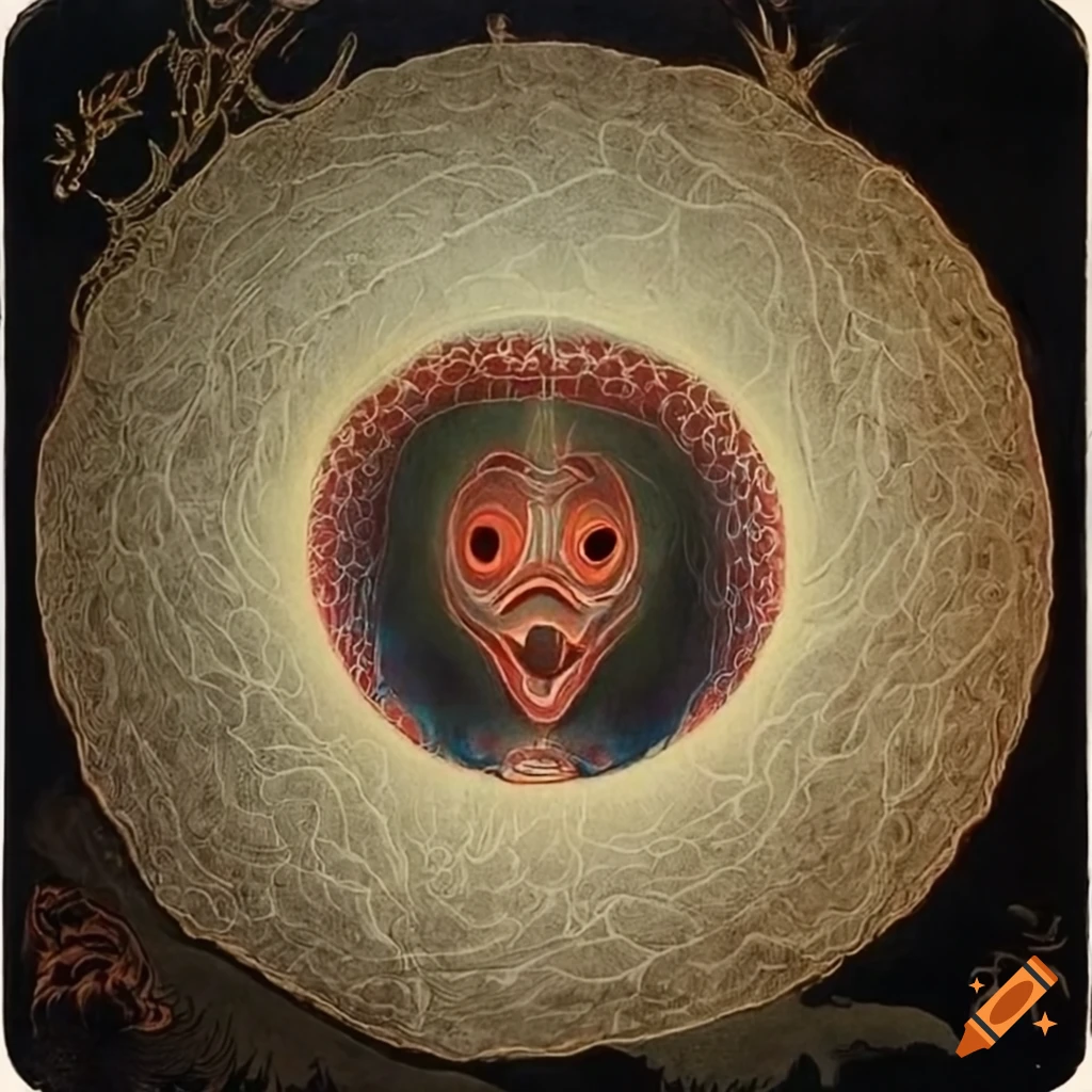 Photorealistic illustration of native salish creature motifs and spirit ...