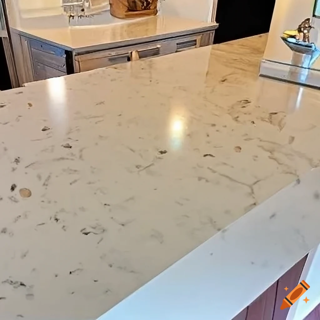 Large limescale stain on a kitchen countertop on Craiyon