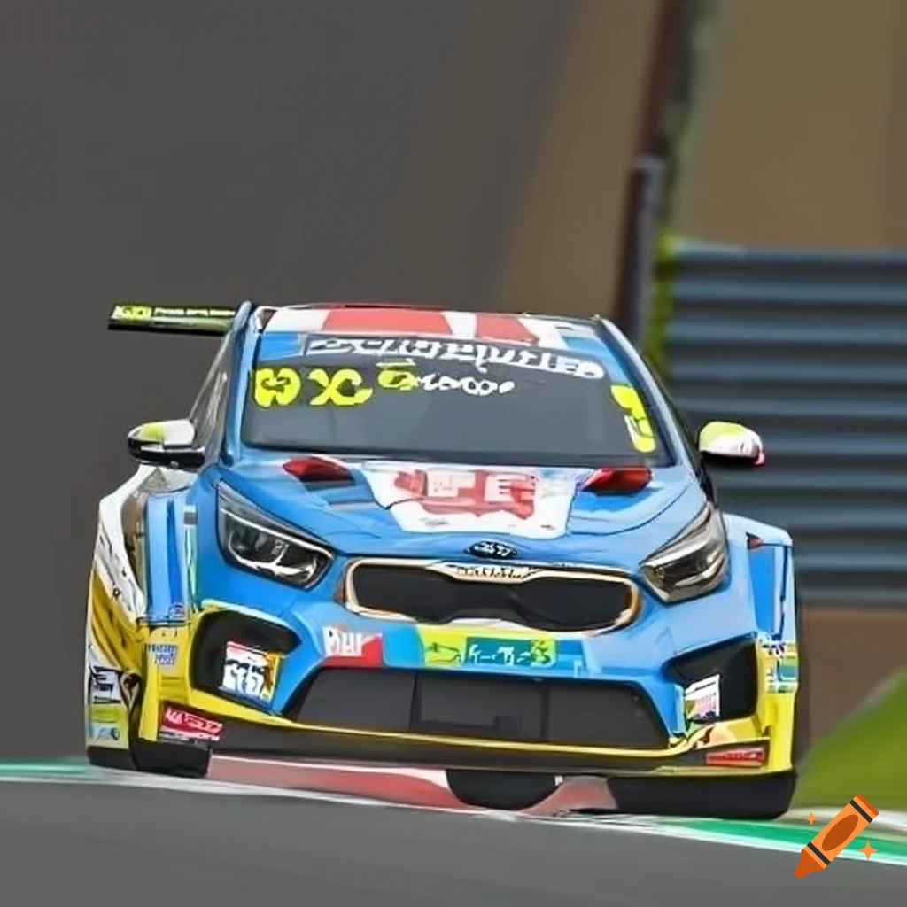 High-performance Kia Ceed Estate BTCC touring car at Brands Hatch circuit on Craiyon