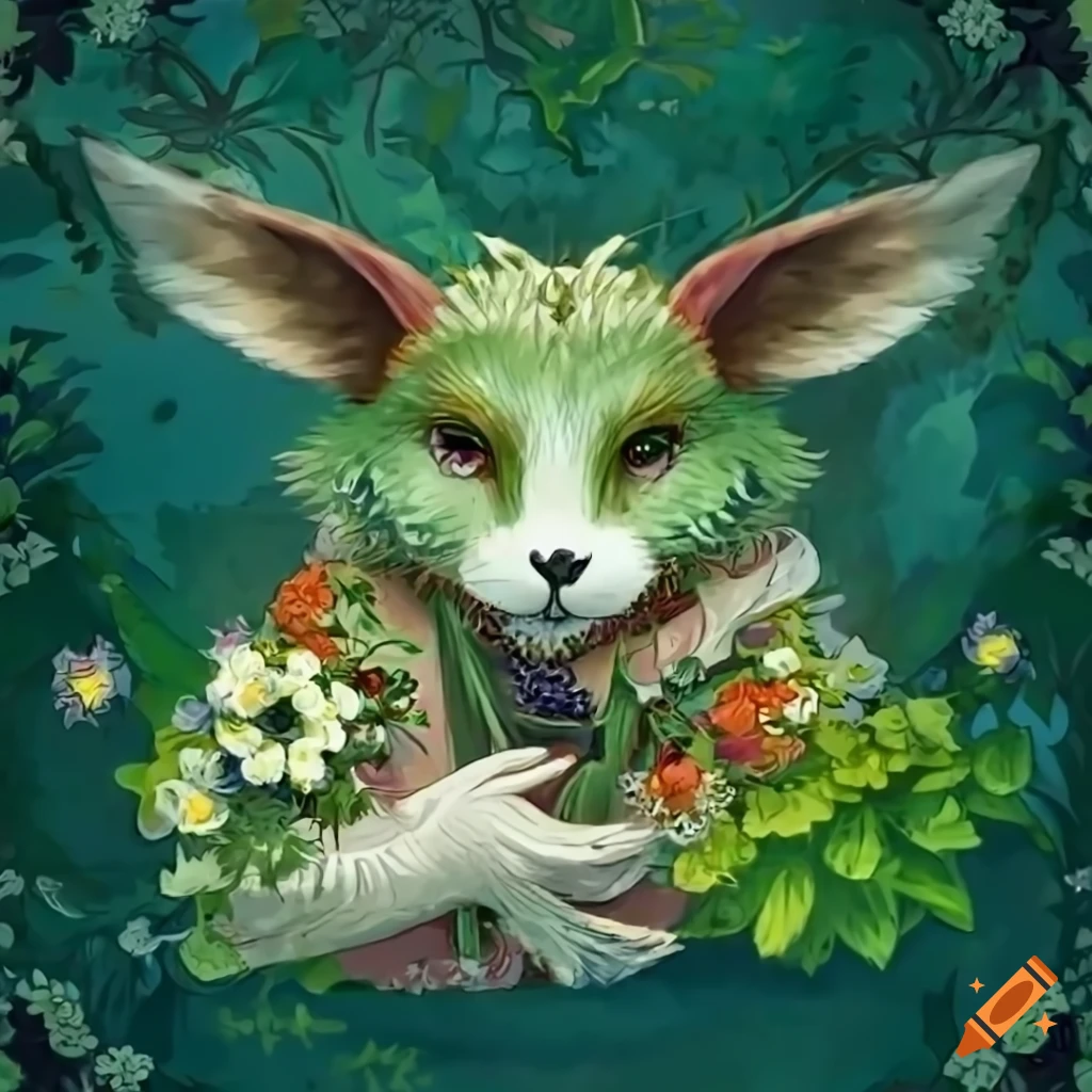 Irish seelie phuka fae in cottagecore dress, mythical anthropomorphic ...