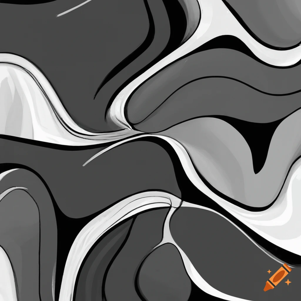 Black and white abstract cartoon art on Craiyon