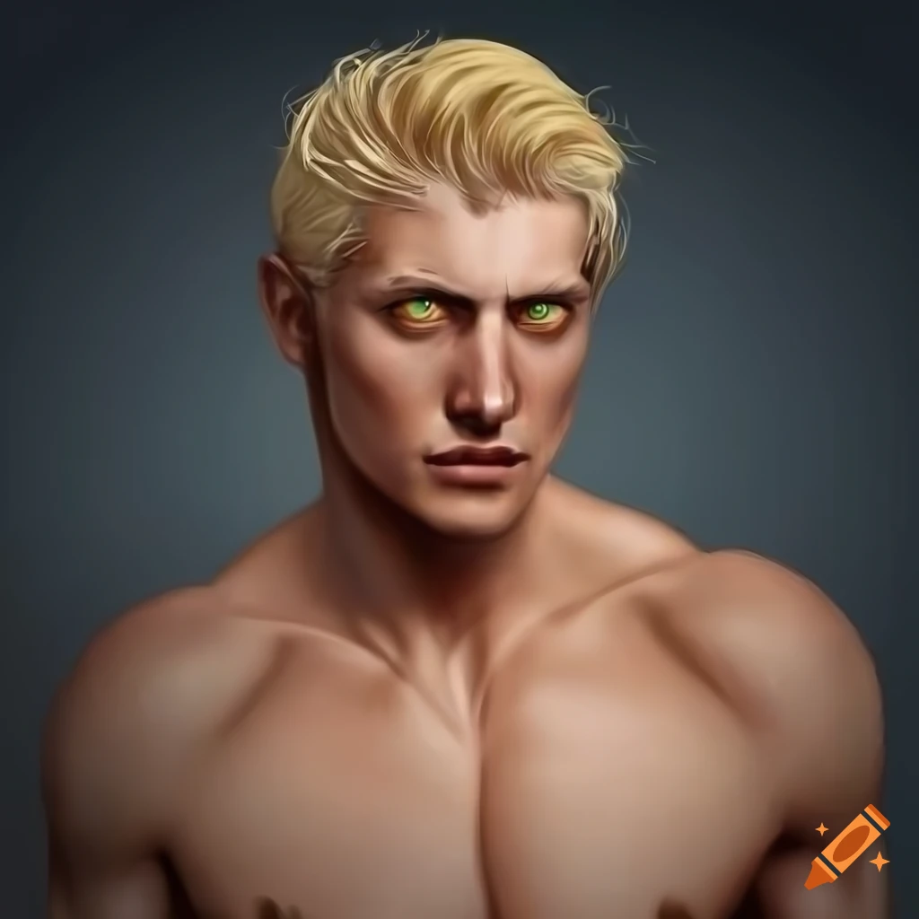 Digital art portrait of a photorealistic muscular Greek demigod with ...