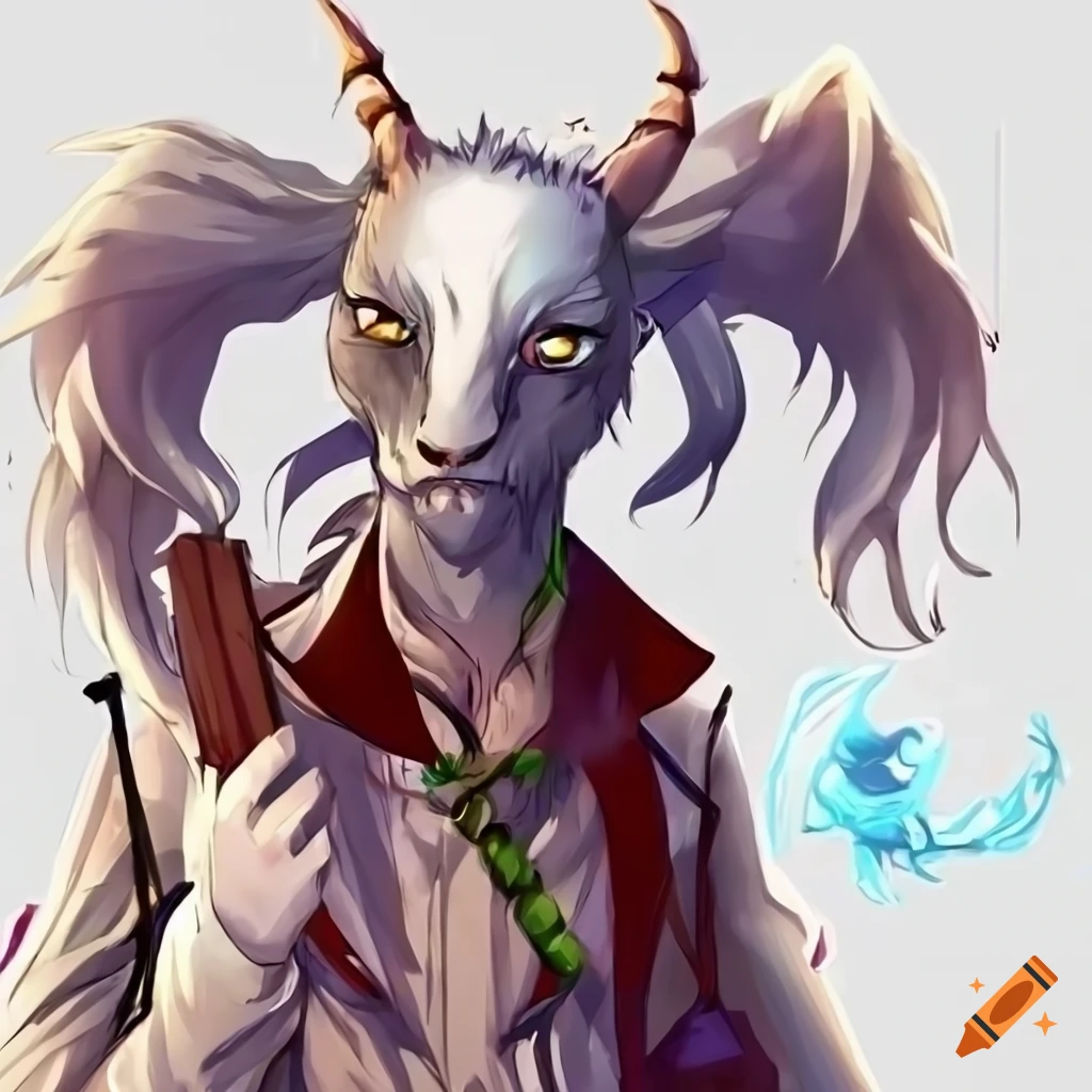 Anime-style anthropomorphic goat man character on Craiyon