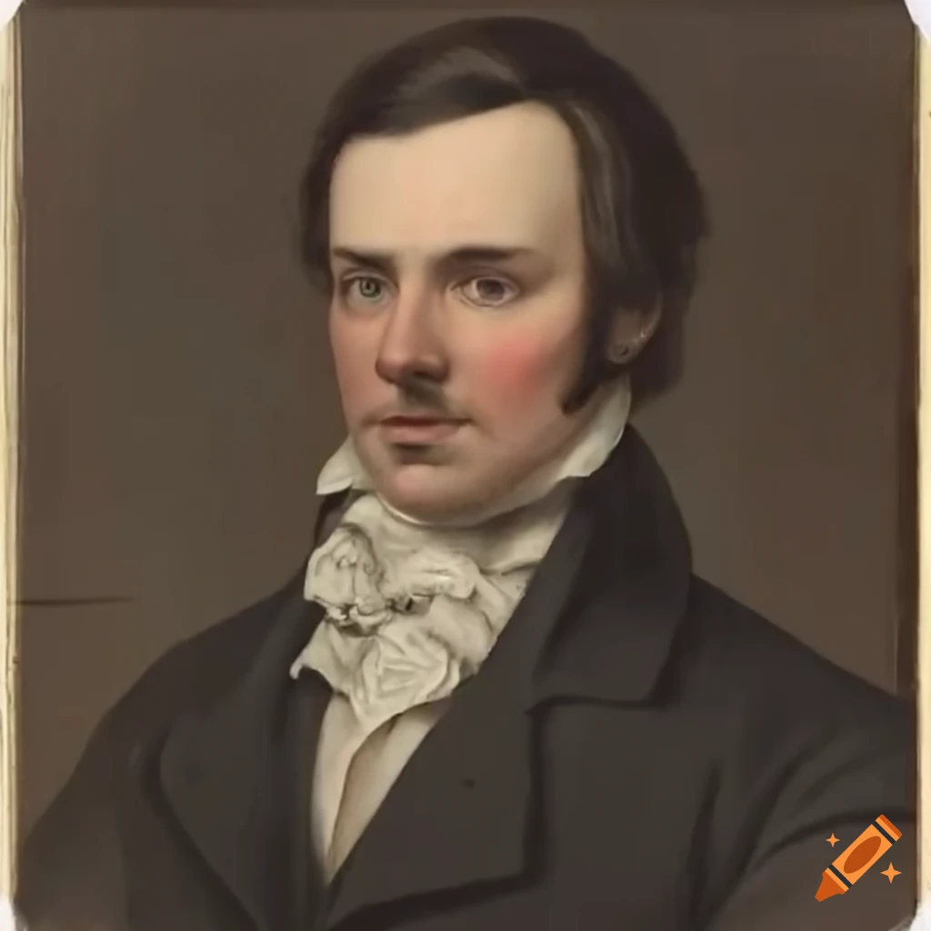 Portrait of a man from the 1800s with black hair and brown eyes on Craiyon