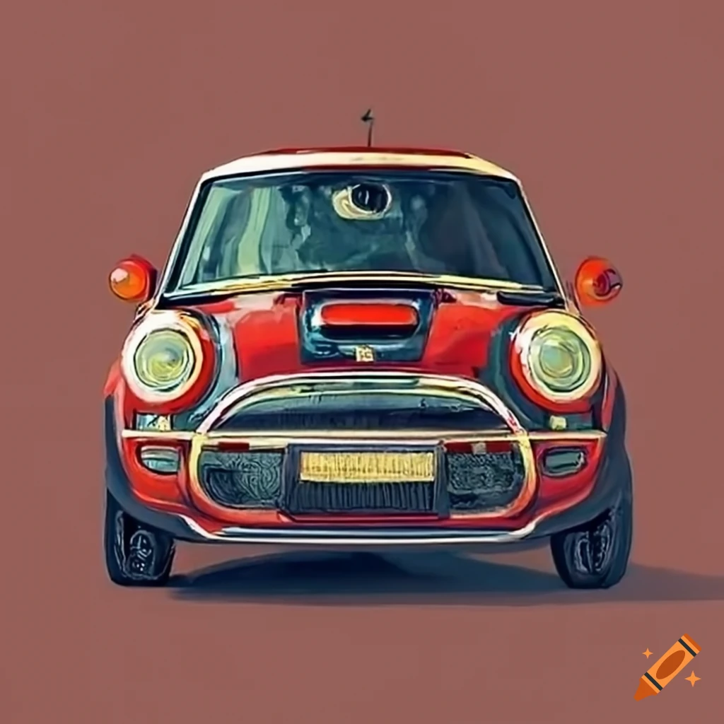 Red mini cooper inspired by vincent van gogh style on Craiyon