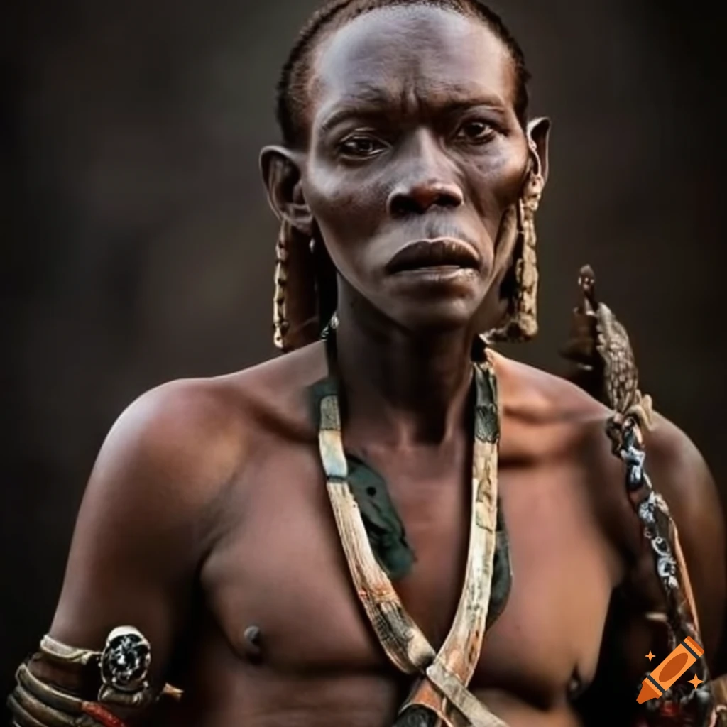 African Wolof warrior in traditional attire on Craiyon