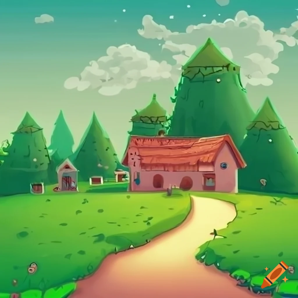 2D village background on Craiyon