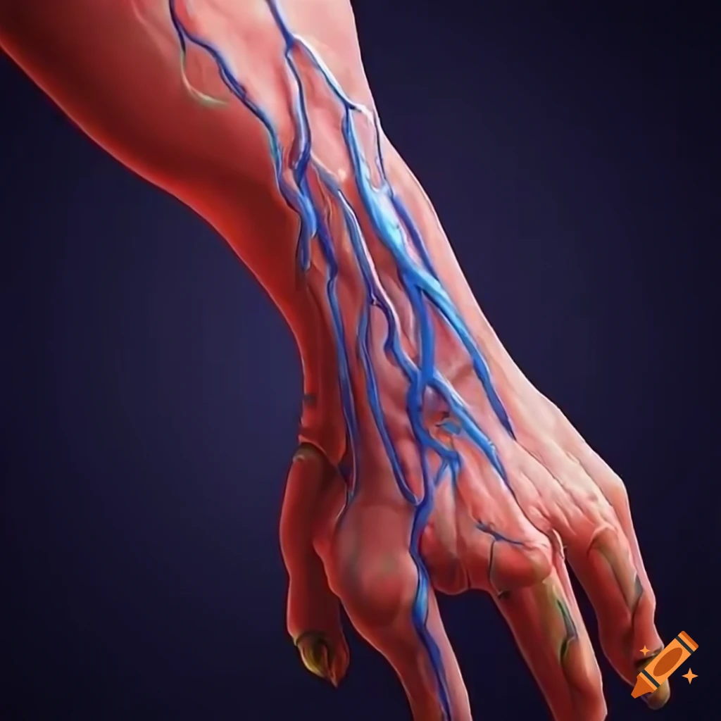 Illustration of veins on the back of a hand with english labels for ...