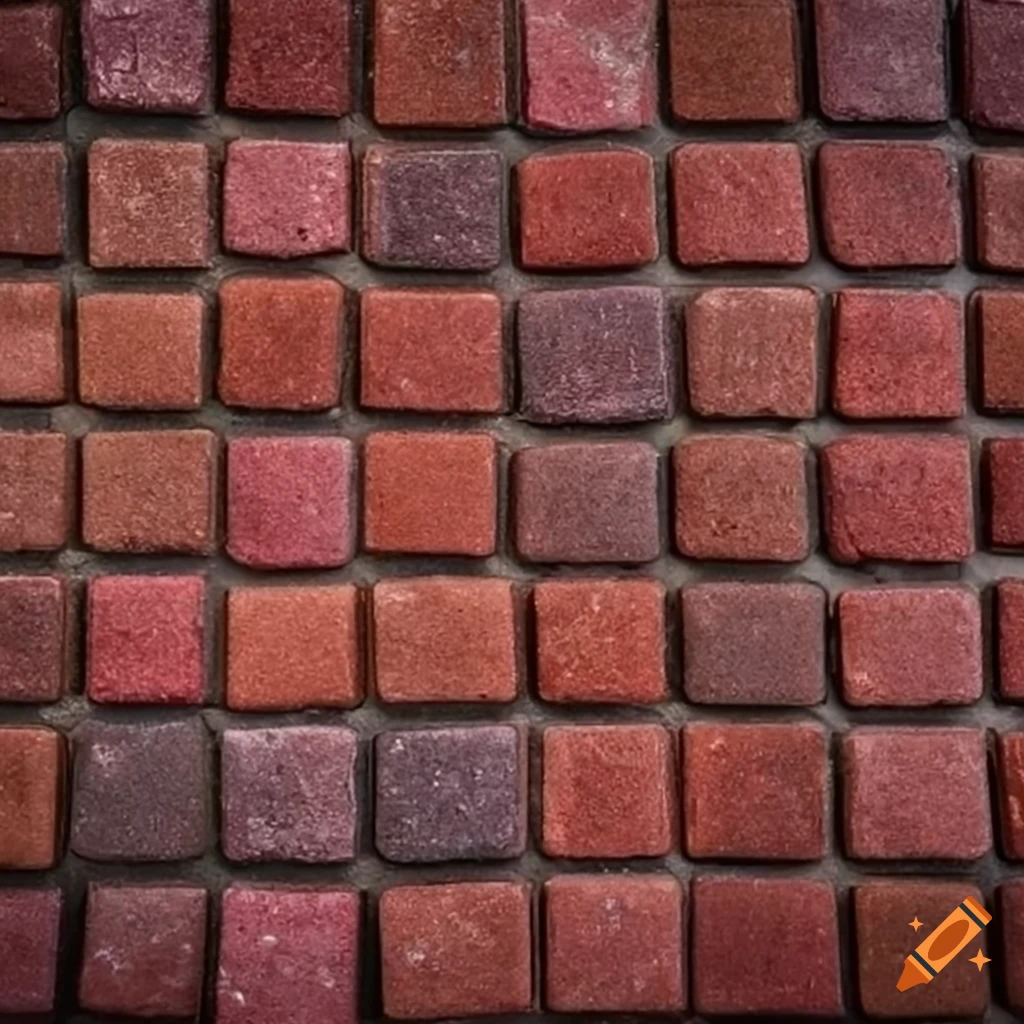 Red rough paving stones from a top-down view on Craiyon