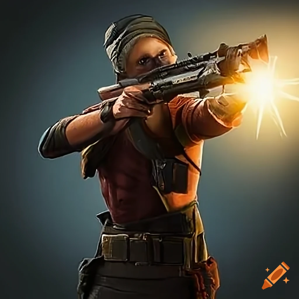 Determined rogue character aiming an arrow with intense focus on Craiyon