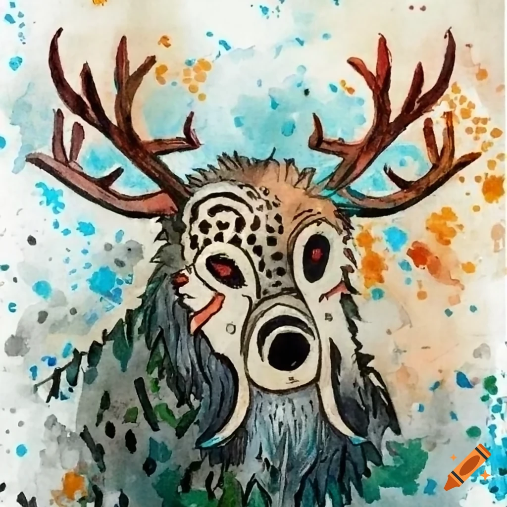 Big-headed cartoon illustration of a wendigo on Craiyon