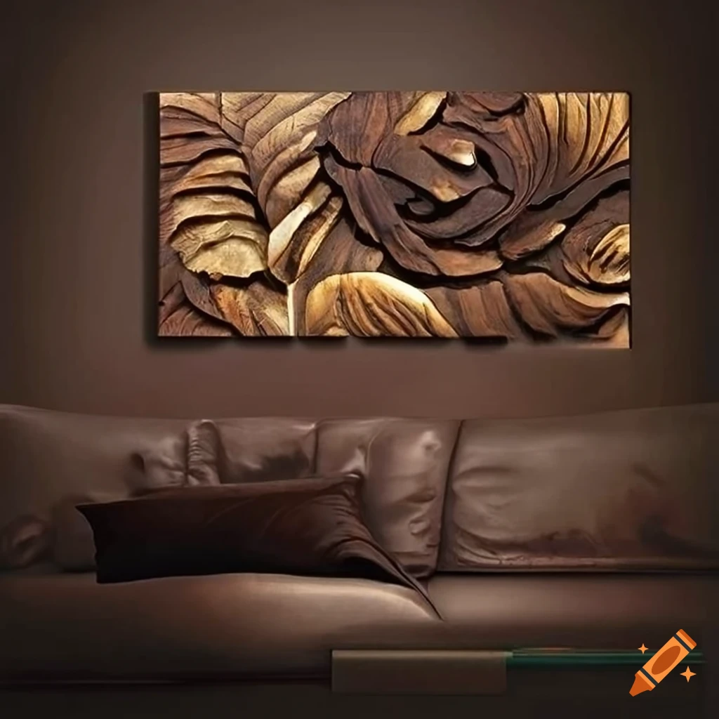 Luxurious wall art crafted from black walnut wood with intricate ...