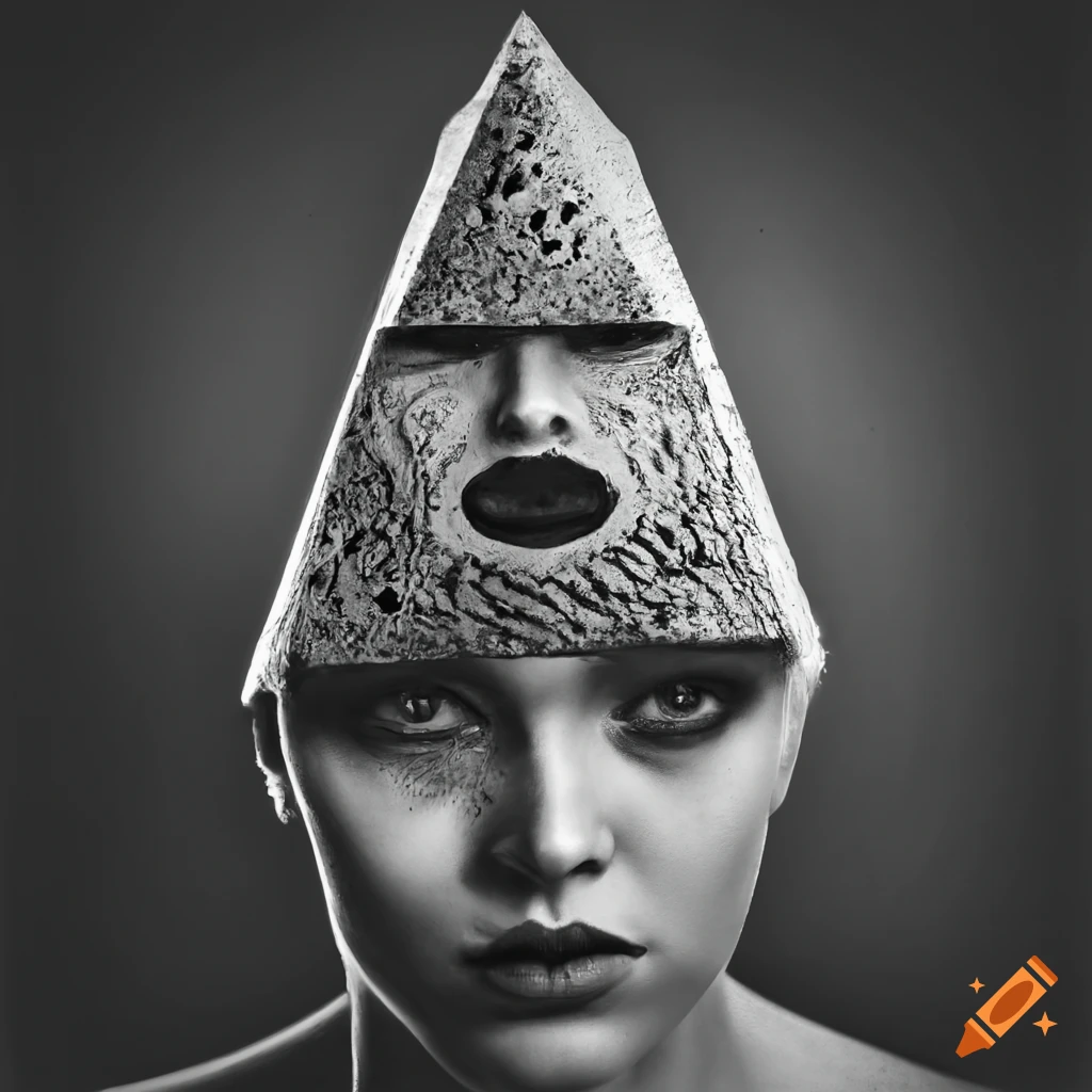 Black and white portraits with mystical symbolism and triangle shadows ...
