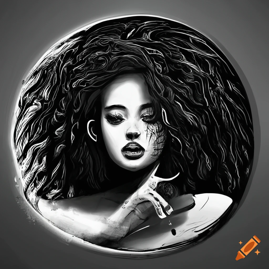 Black and white abstract cartoon art on Craiyon