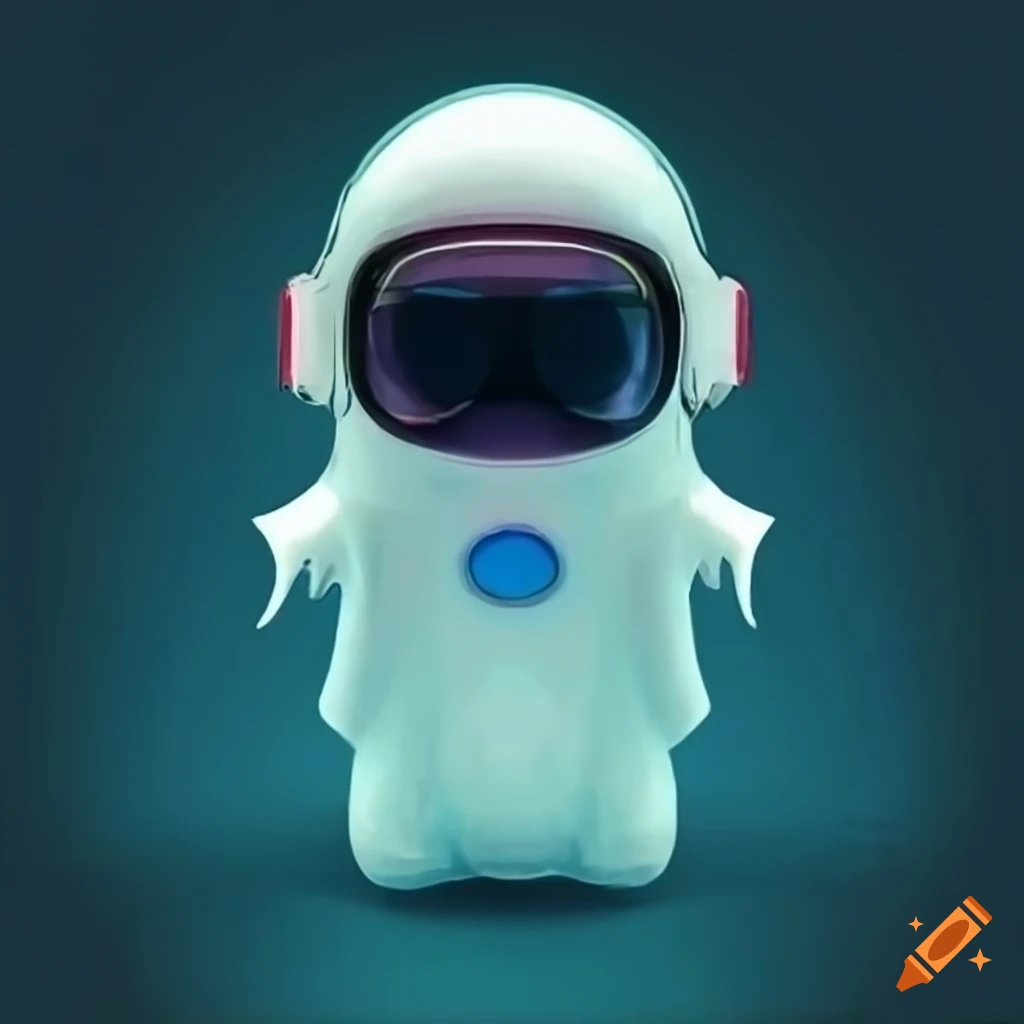Cute ghost wearing glasses in a space suit on Craiyon