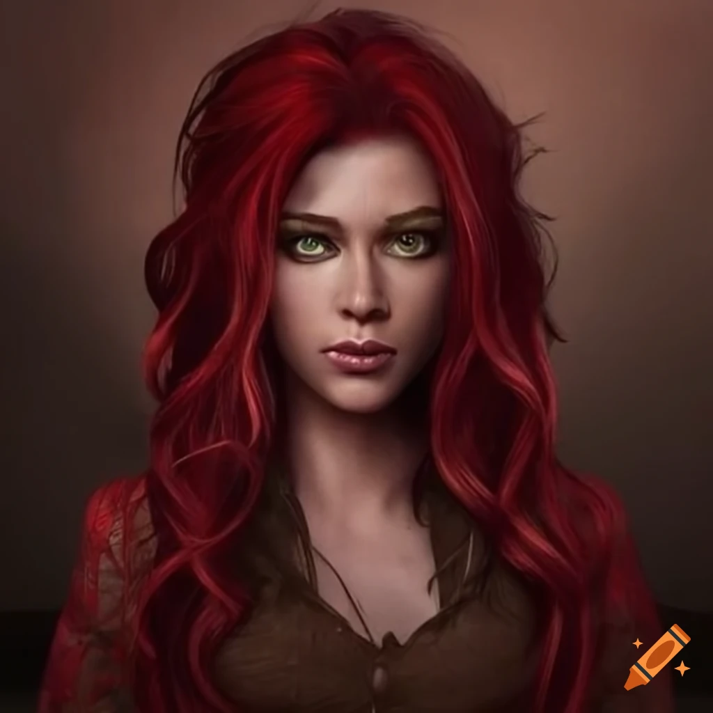 Vibrant character with burgundy hair and green eyes, a lawyer and ...