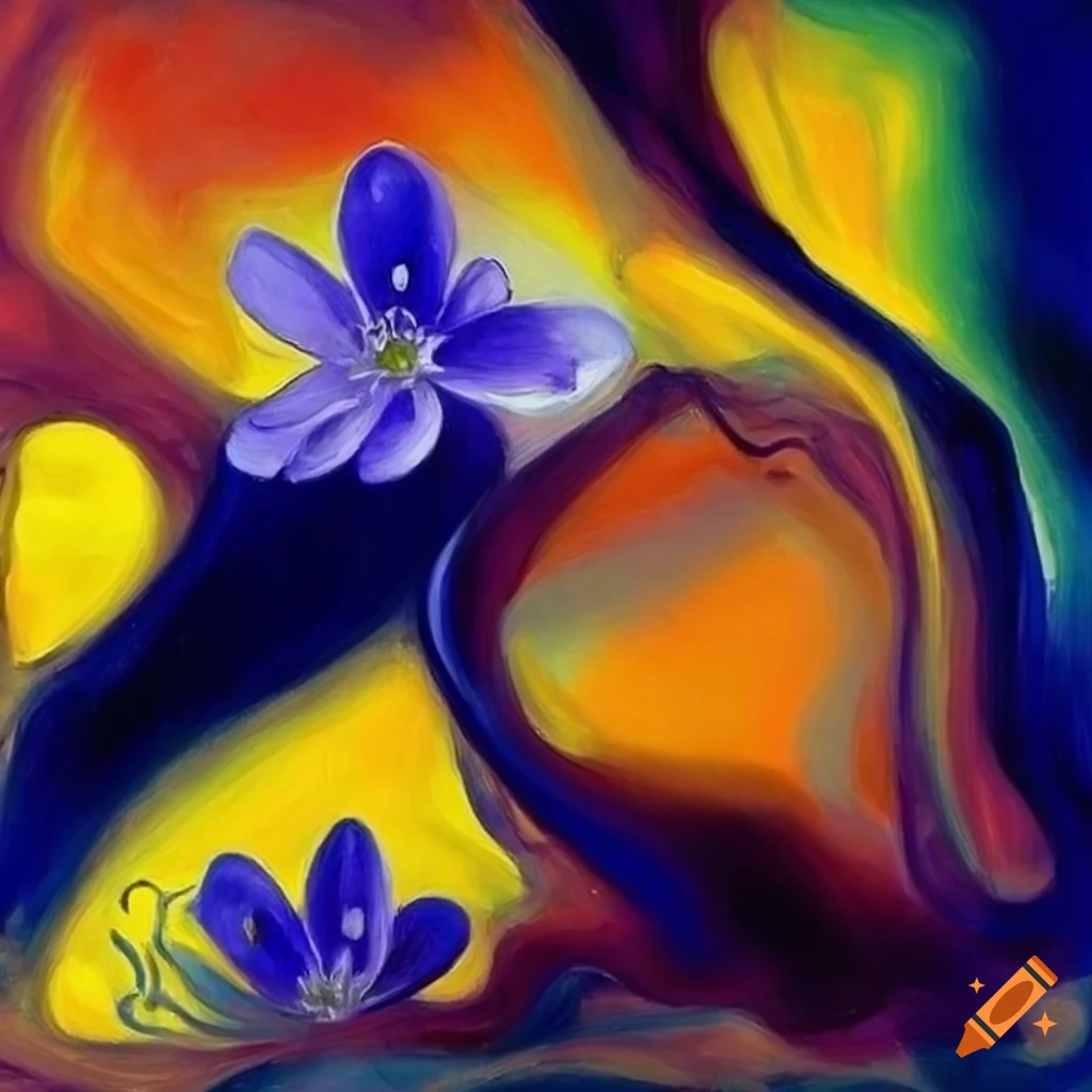 Abstract mix of Common Hepatica and The Scream by Edvard Munch on Craiyon