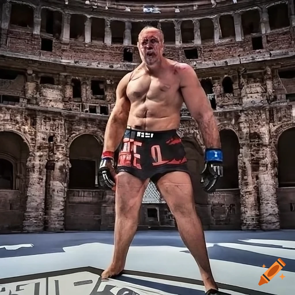 Dana white as a roman emperor with ufc fighters as gladiators in a ...