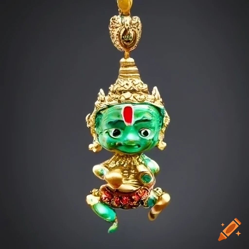 Charming green and red Tosakan Ravana chibi Thai style pendant with ...