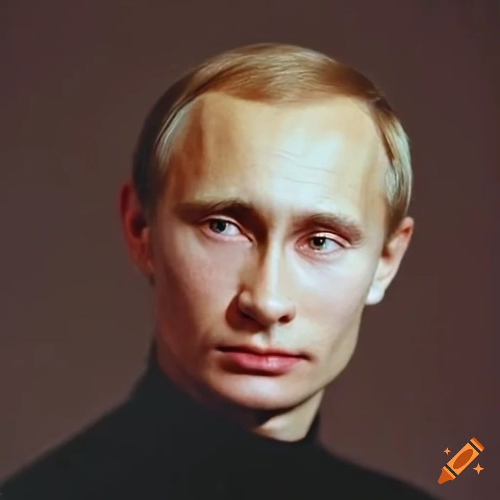 Young vladimir putin in 1990s with black turtleneck on Craiyon
