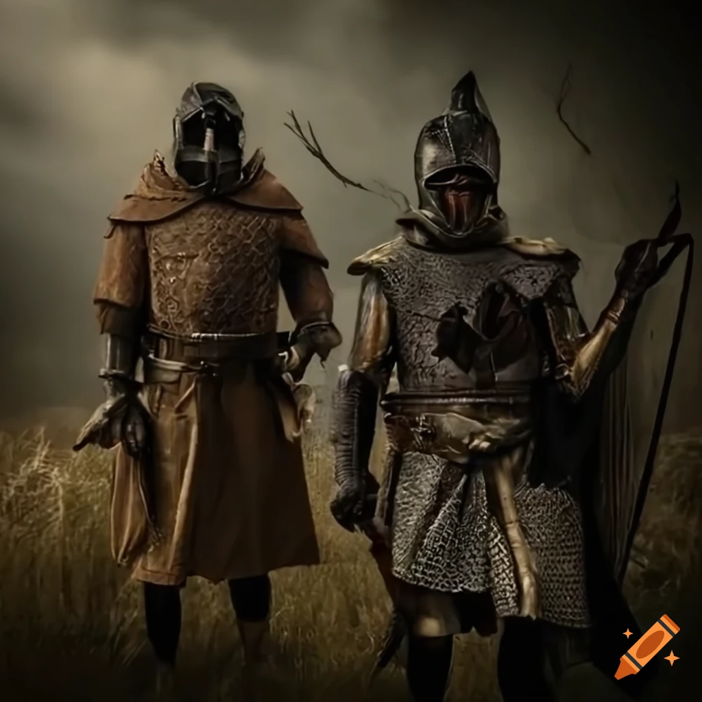 Knights on a quest exploring nature and ready for defense on Craiyon