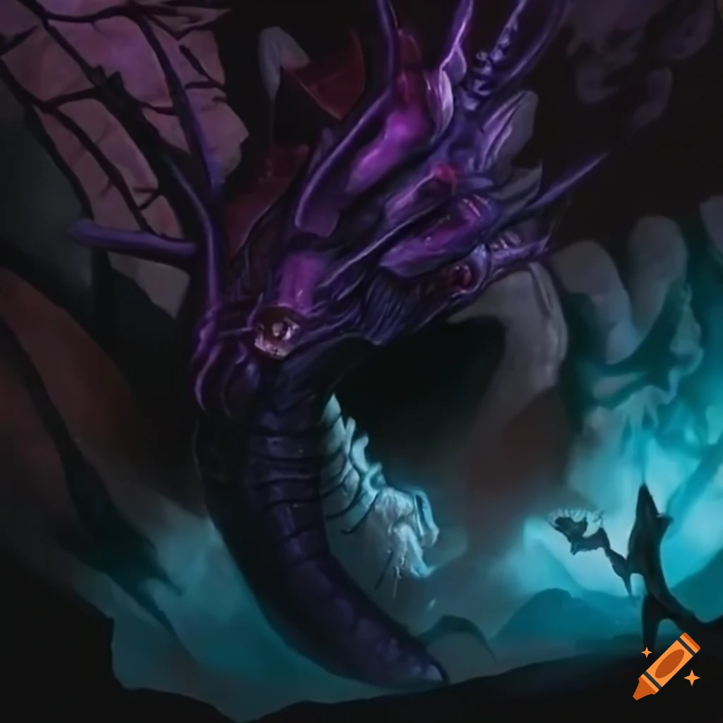 Dark slug magician in maze cavern with silver armour, inspired by Magic ...