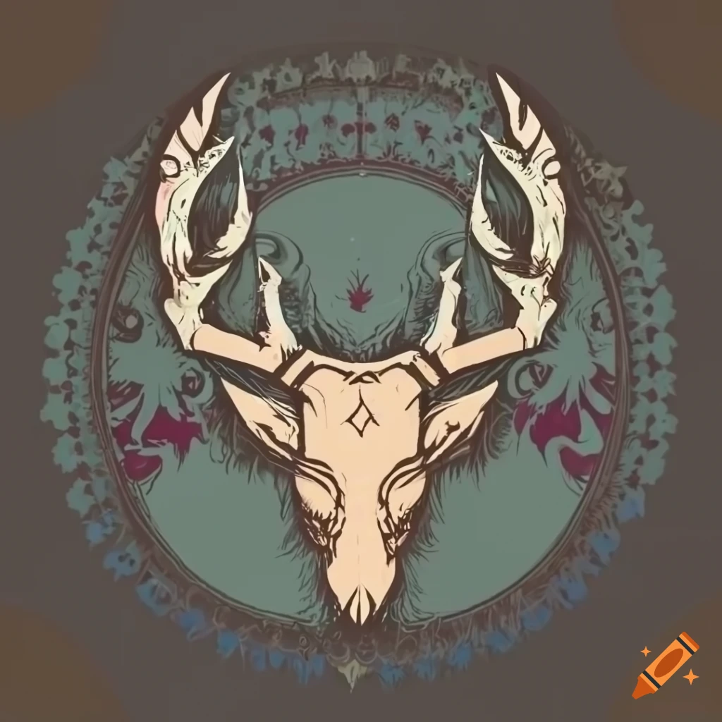 Guild logo featuring a horned deer and a flag for an MMORPG guild on ...