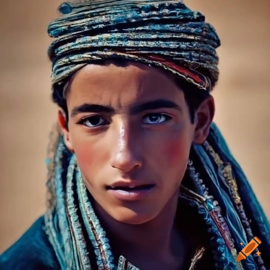 Portrait of a young berber man in his twenties with delicate jewelry on Craiyon