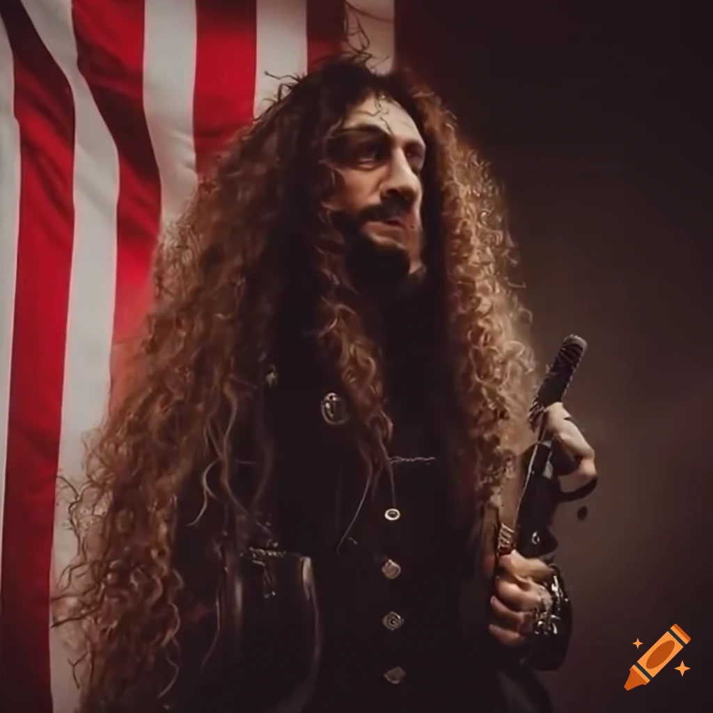 Heavy metal rocker waving a flag with Gen X capital written on it on ...