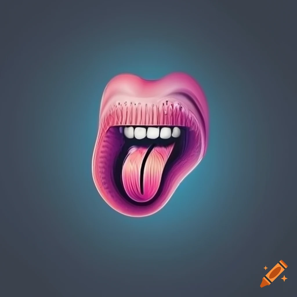 Unique abstract multilingual design with a tongue logo on Craiyon