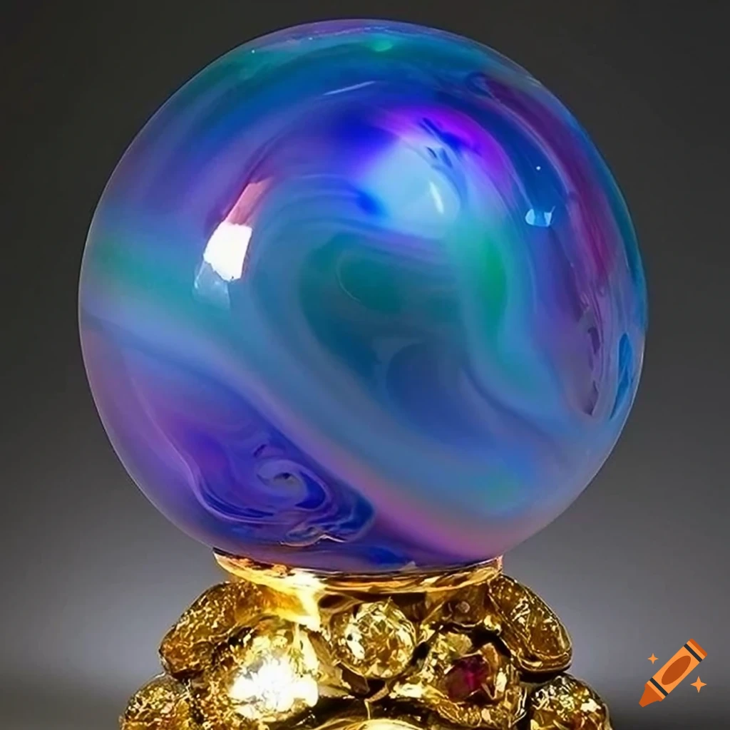 Intricately sculpted marbled figures in vivid opalescent colors with ...