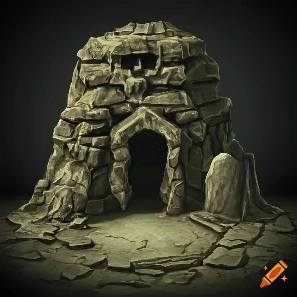 Golem graveyard with tomb and wizard's tomb in a fantasy setting on ...