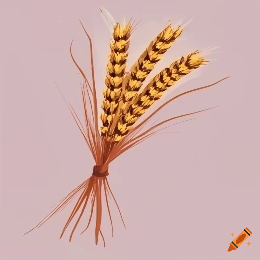 Bundle of wheat on a white background in a simple vector art style on ...
