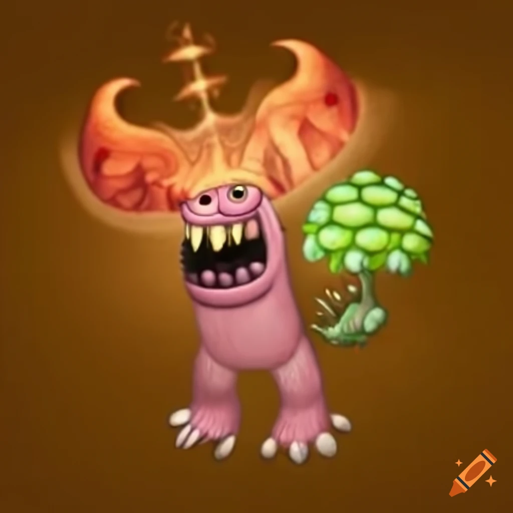 My Singing Monsters on Plant Island with plants and mythical creatures on Craiyon