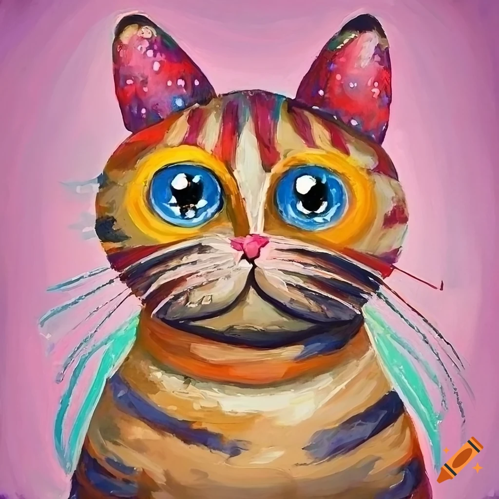 Cartoonish cat in Peruvian setting wearing a party hat, children's ...