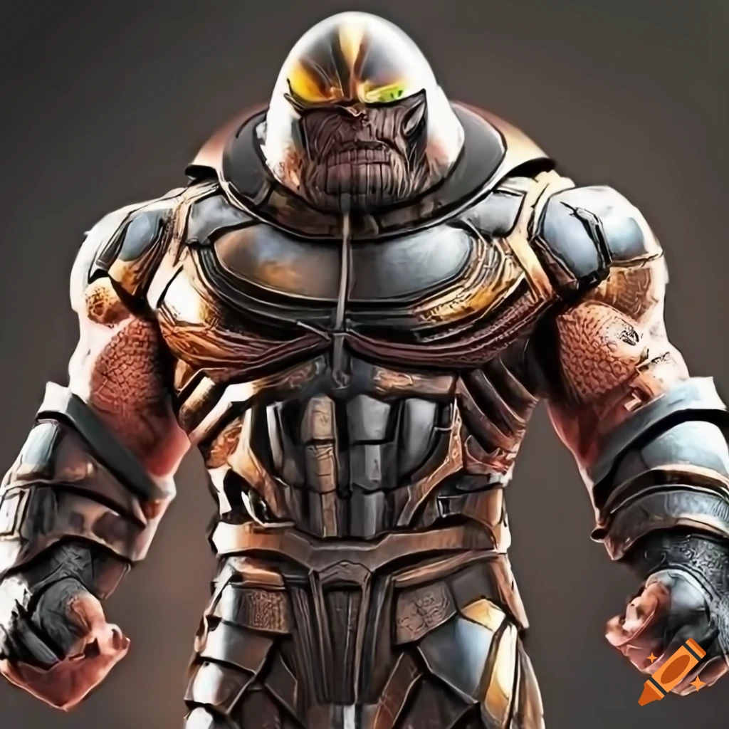 Juggernaut wearing armor in a cinematic style made of faceted chrome ...