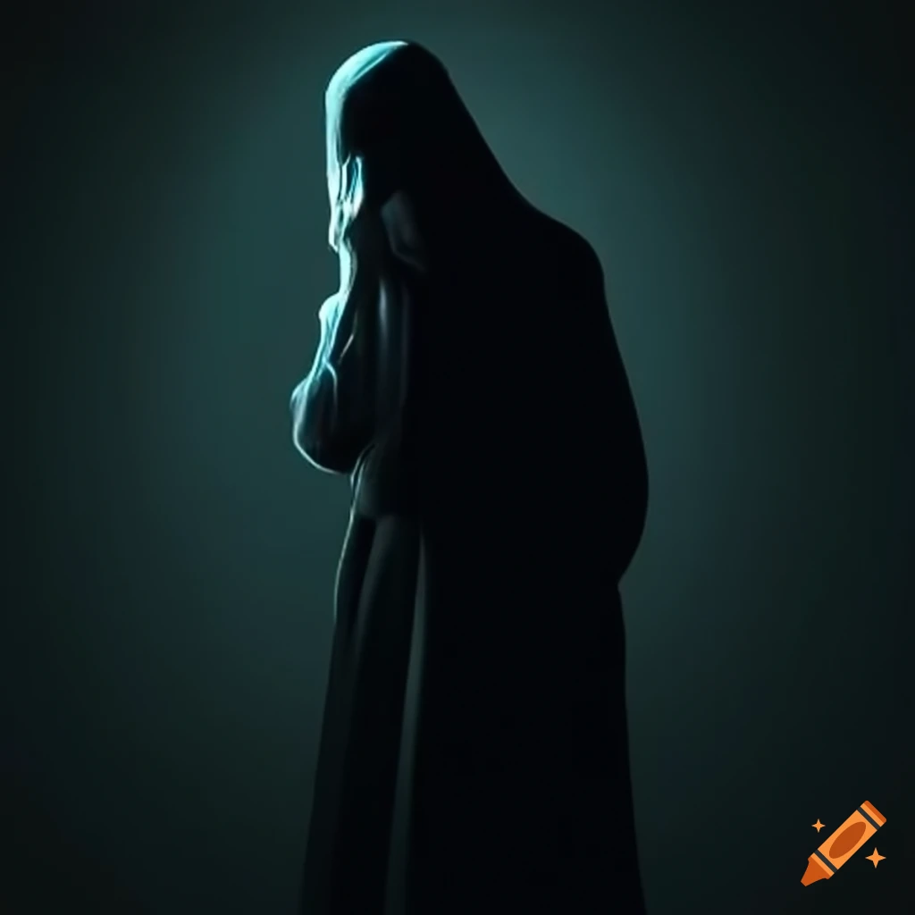 Mysterious figure shrouded in darkness with undefined traits on Craiyon