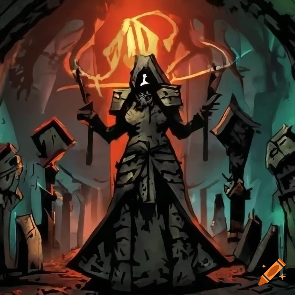 Epic and menacing dark fantasy illustration of a dungeon entrance on ...