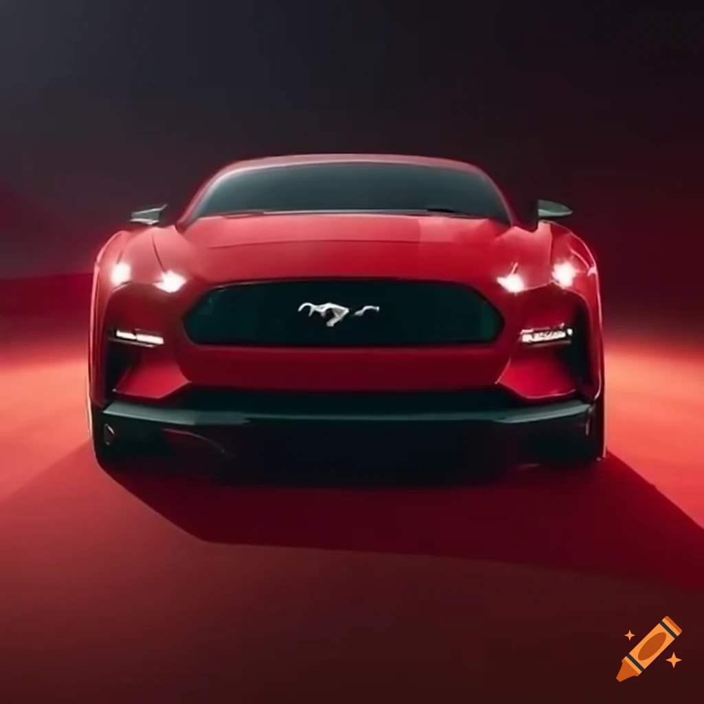 Sleek and powerful 2025 Ford Mustang sedan on a sunlit road on Craiyon
