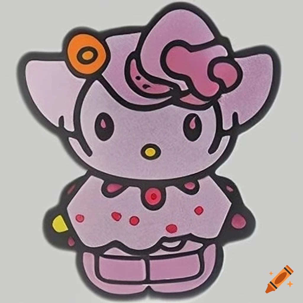 Hello kitty halloween costume cartoon with sparkles on Craiyon