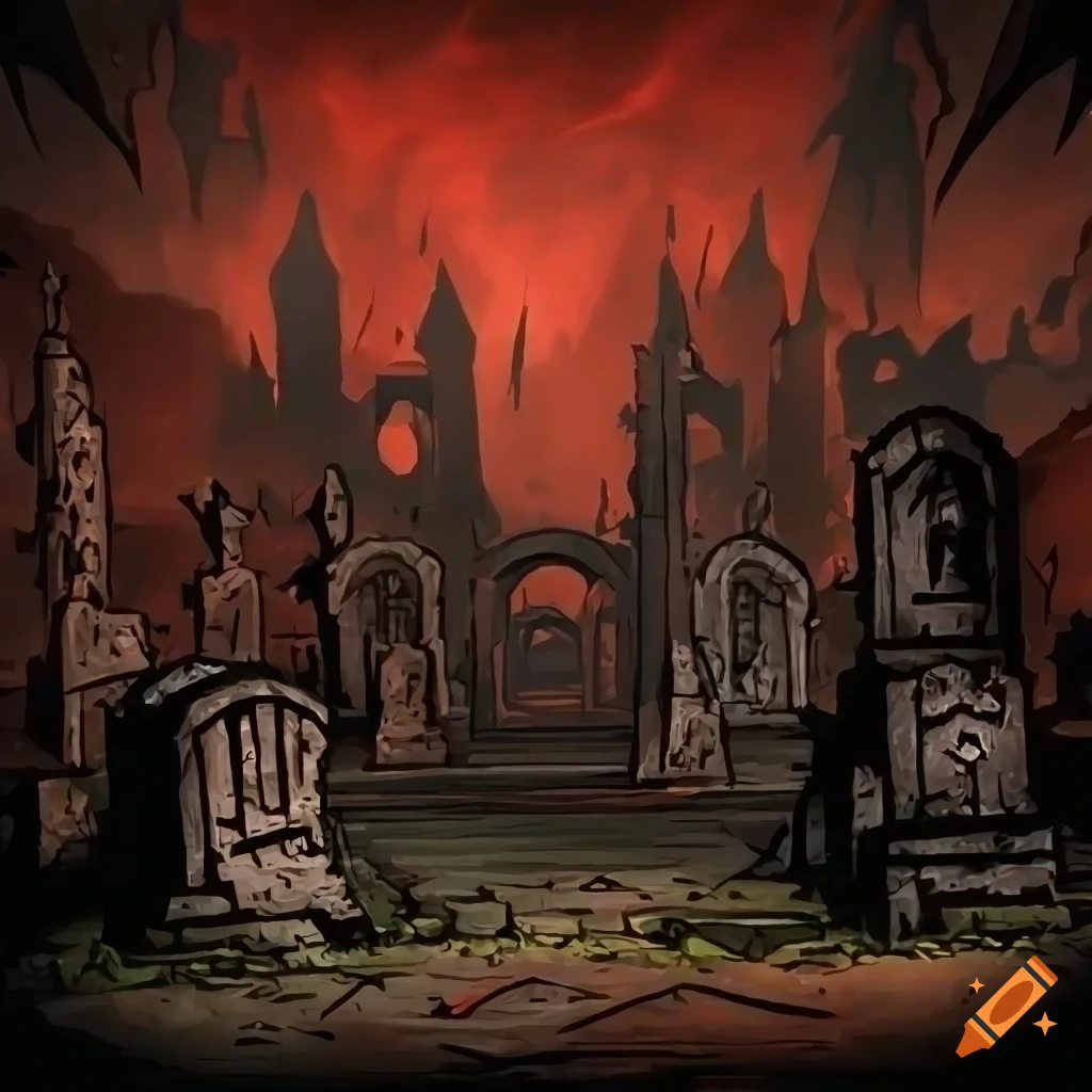 Fantasy graveyard with intricate tombstones in a dark setting on Craiyon