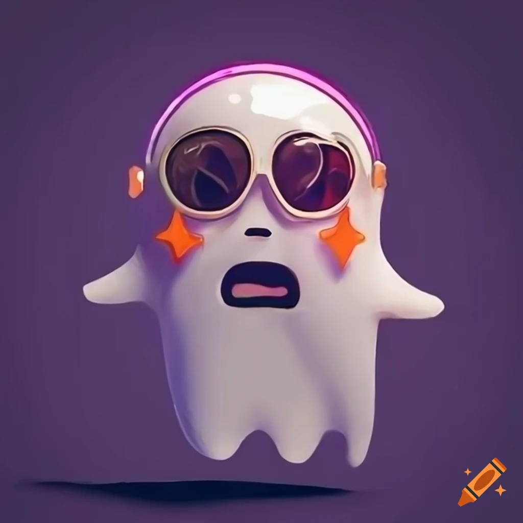 Cute crying ghost in a space suit wearing glasses on Craiyon